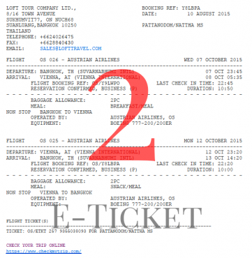 Airline Flight E-Ticket number - LOFT GIRL